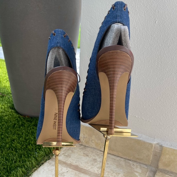 Nine West | Shoes | New Nine West Hot Stuff Denim Open Toe High Heel ...